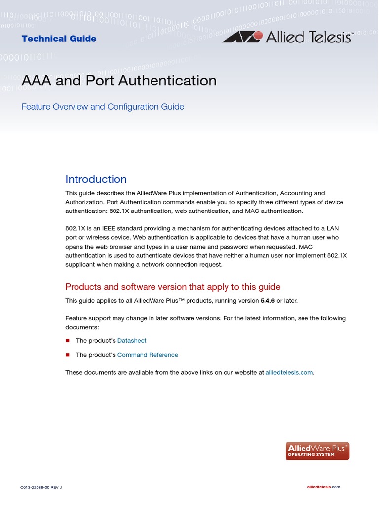 Aaa and Port Authentication Feature Overview Guide | PDF | Radius ...
