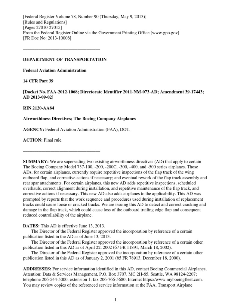 2013-09-02 Flap Track of The Wing Outboard Flap | PDF | Federal ...