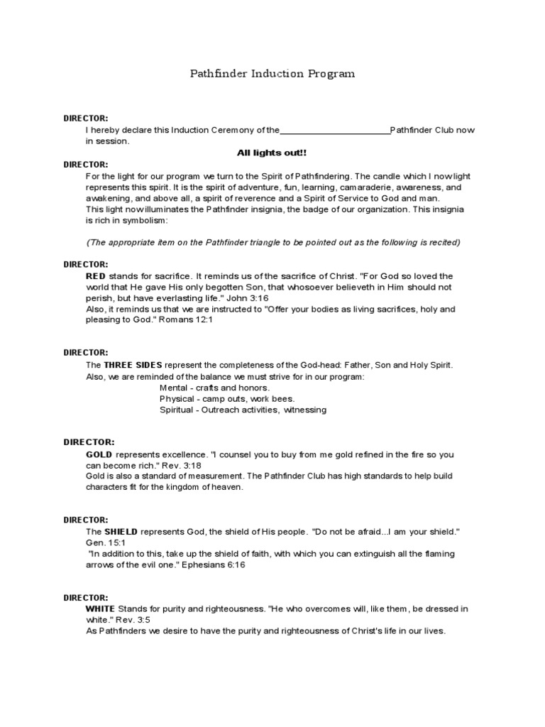 Pathfinder Induction Program | PDF | Religious Belief And Doctrine ...