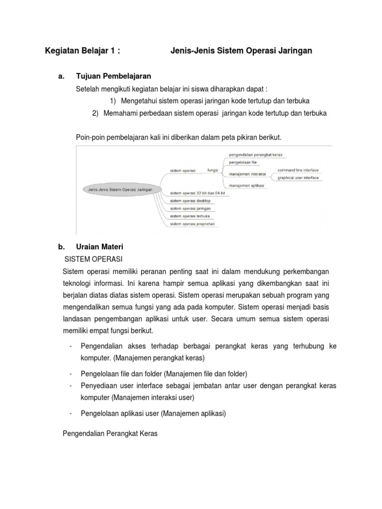 Jenis Sistem Operasi Jaringan | PDF | Komputer