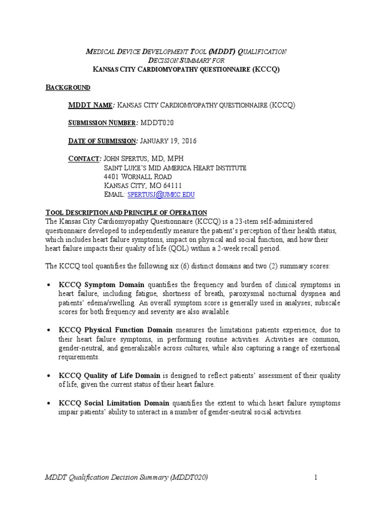 KCCQ Qualification Summary Dikonversi | PDF | Clinical Trial | Validity ...