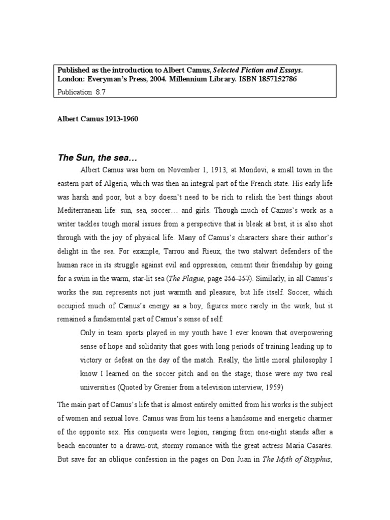 An Introduction To Albert Camus Selected | PDF | Albert Camus