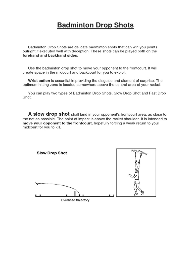 Badminton Drop Shots | PDF | Ball Games | Games Of Physical Skill