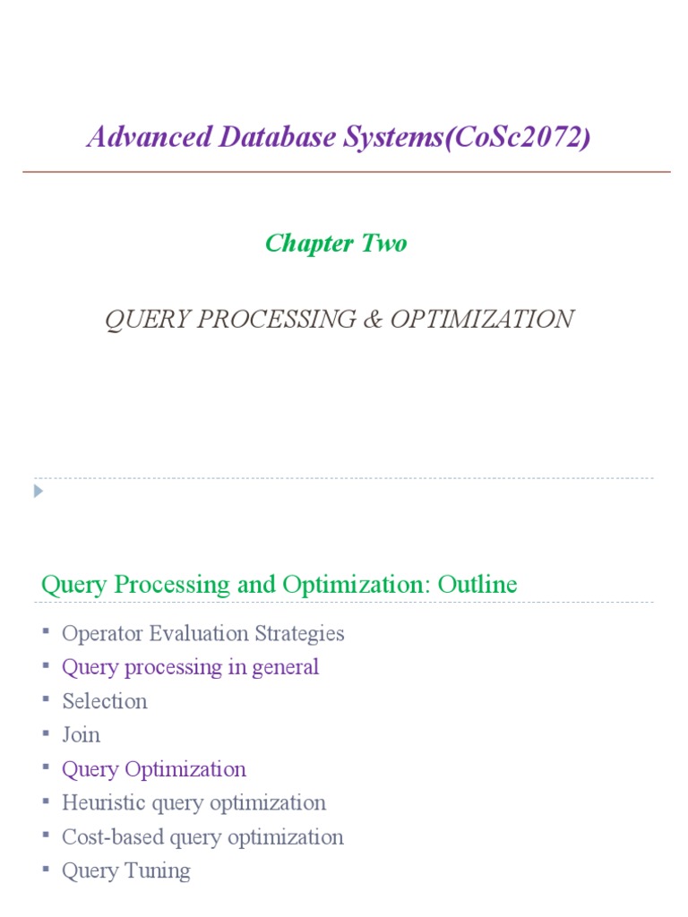 Chapter 2 Query Processing Pdf Database Index Relational Database 