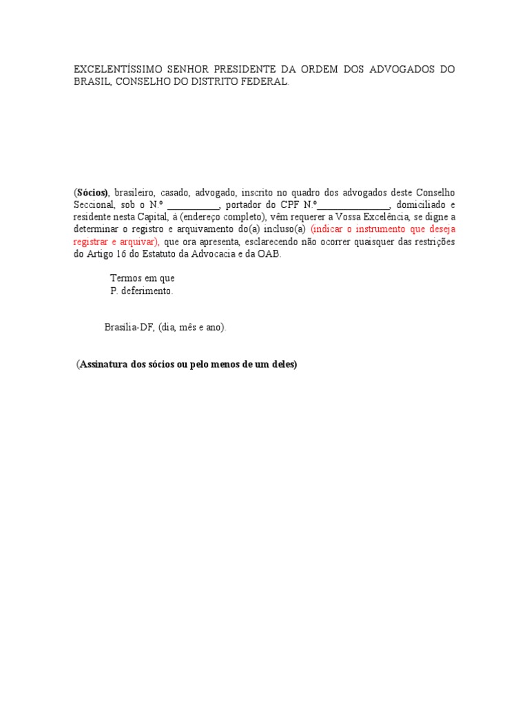 Oab DF Modelo de Requerimento 1 | PDF