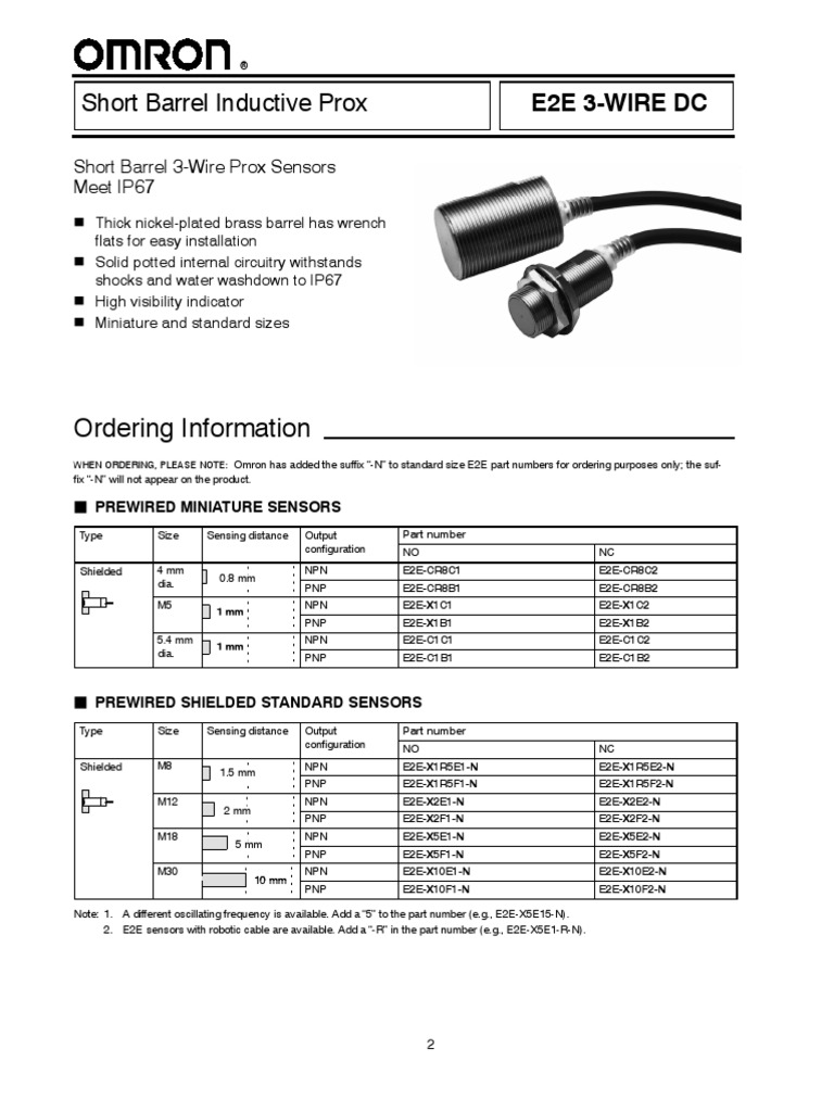 Omron E2E X2D1 N Datasheet | PDF