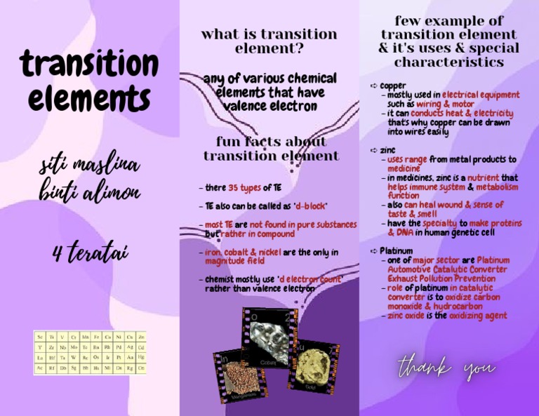 Chemistry Brochure (Elements) | PDF | Transition Metals | Platinum