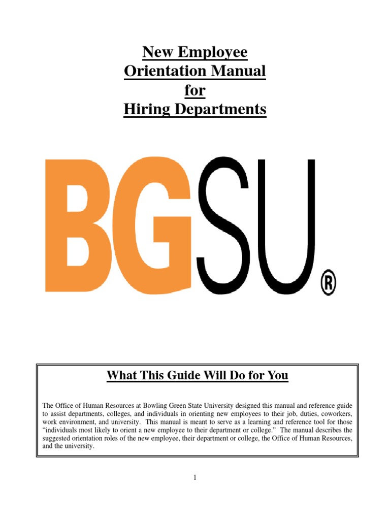 New Employee Orientation Manual For Hiring Departments: What This Guide ...