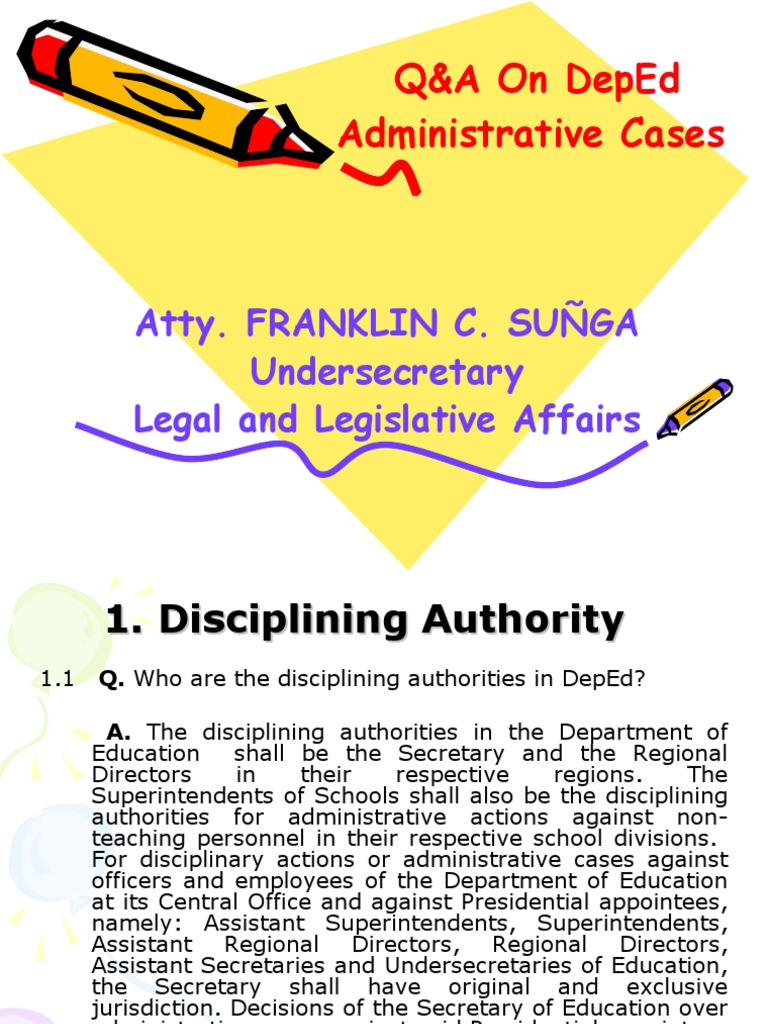 Question and Answer On DepED Administrative Cases by USec Sunga | PDF ...