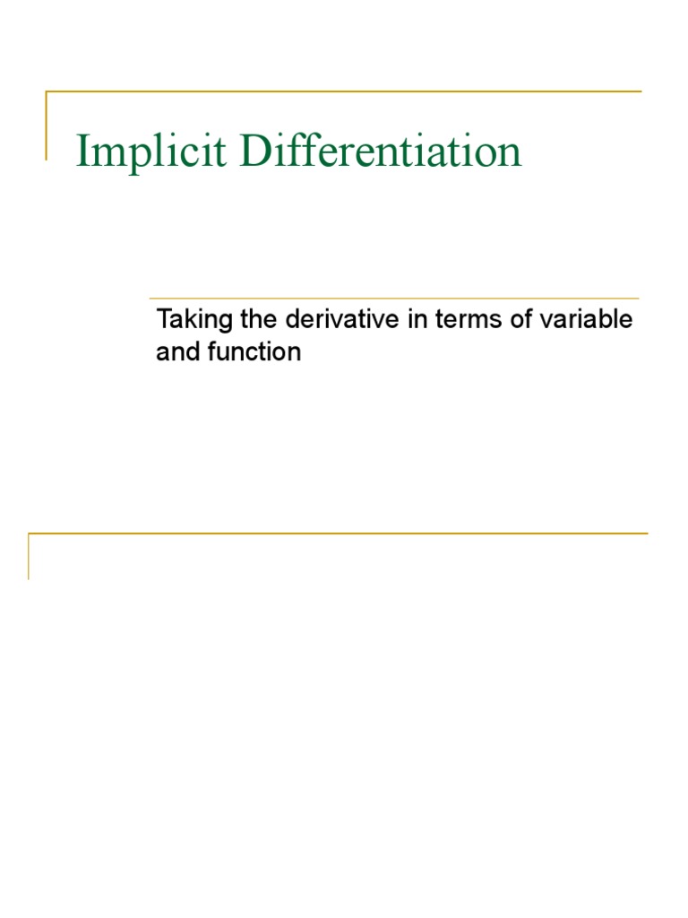Implicit Differentiation | PDF | Tangent | Derivative