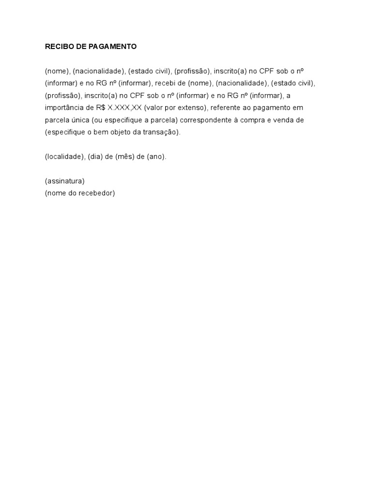 Modelo de Recibo de Compra e Venda | PDF