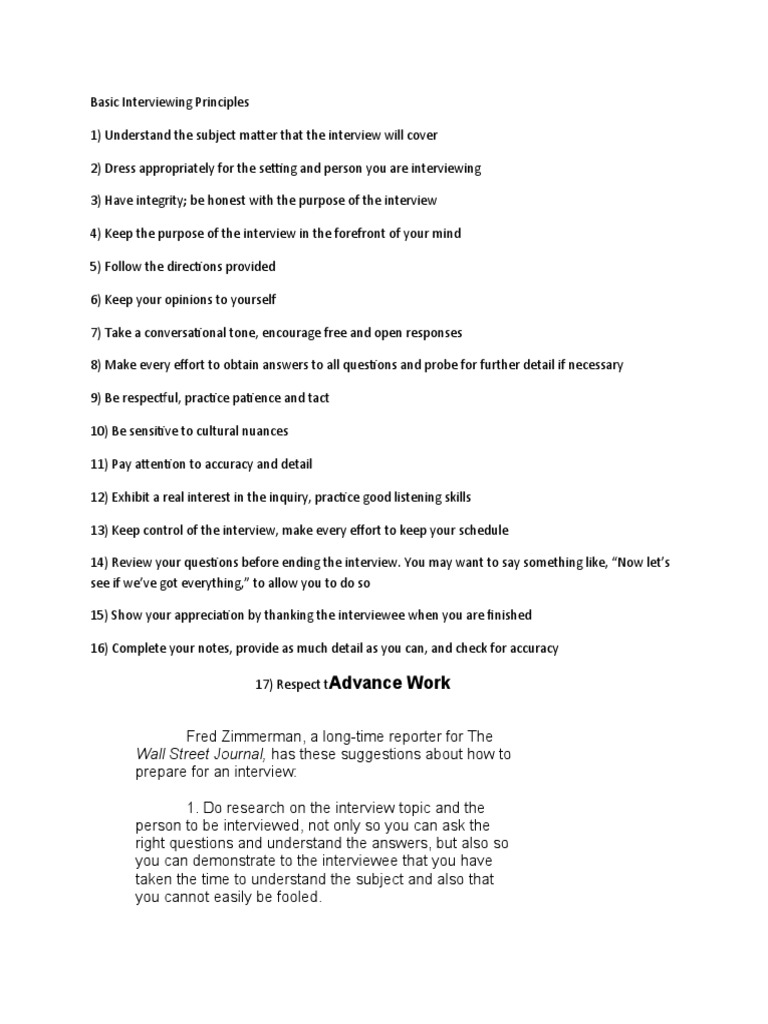 Basic Interviewing Principles | PDF | Interview | Risk
