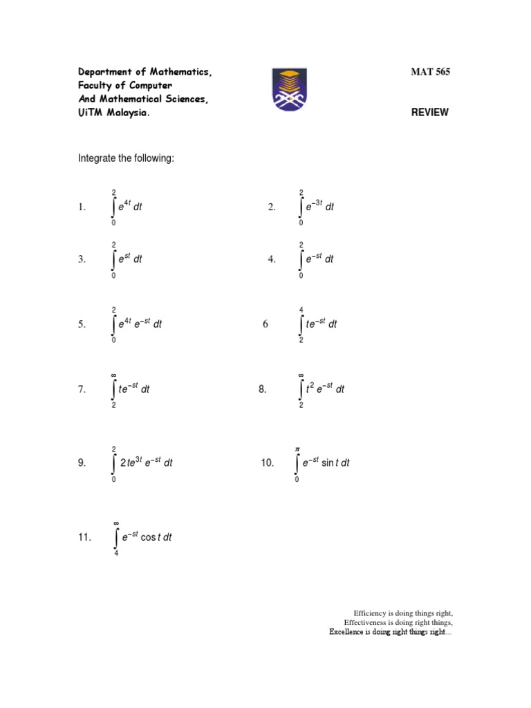 Revision Integ by Part | PDF