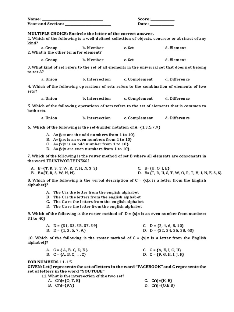 Sets and Set Operation | PDF | Set (Mathematics) | Languages