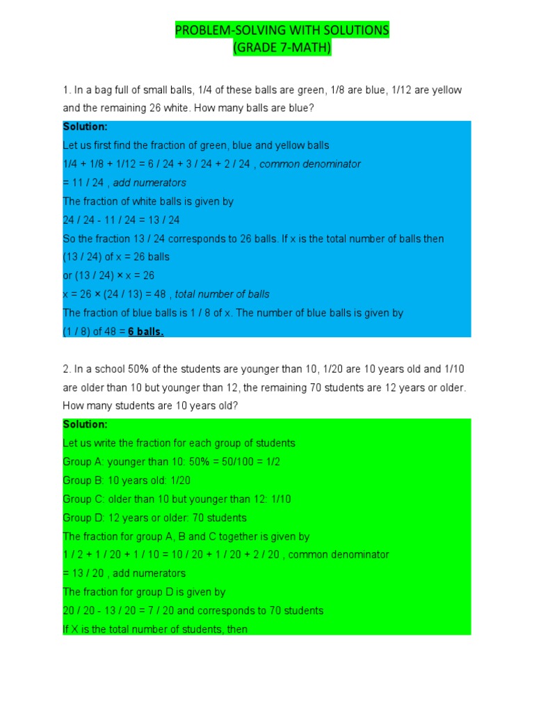 MATH Problem-Solving For Grade 7 With Solutions | PDF | Area | Rectangle