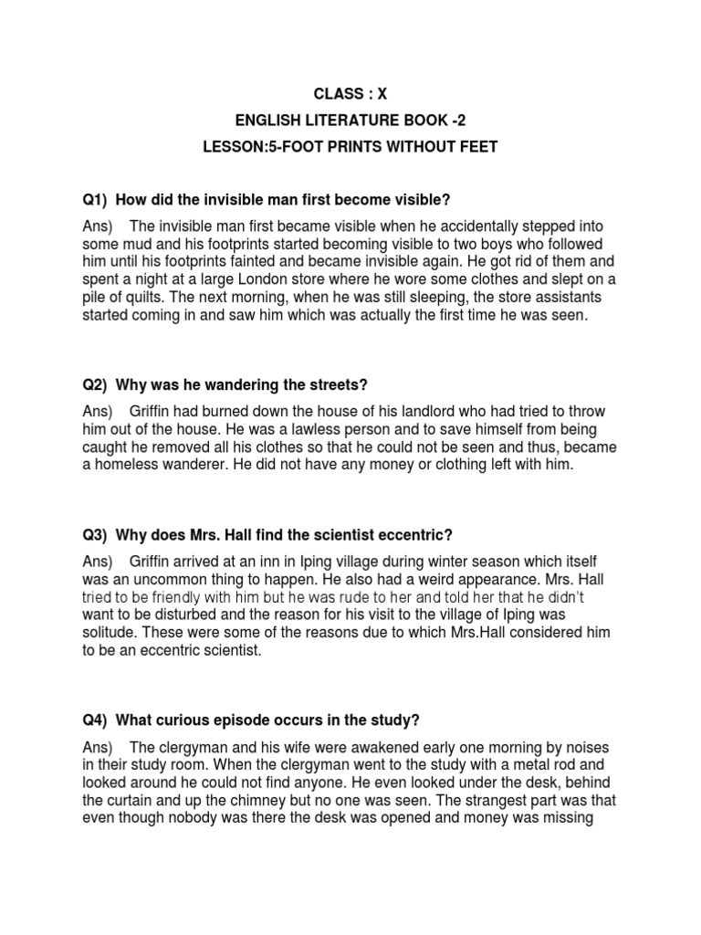 Summary of "Footprints Without Feet" | PDF