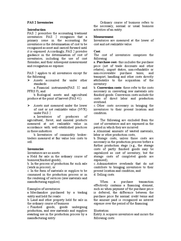 PAS 2 Inventories Measurement | PDF | Cost Of Goods Sold | Inventory