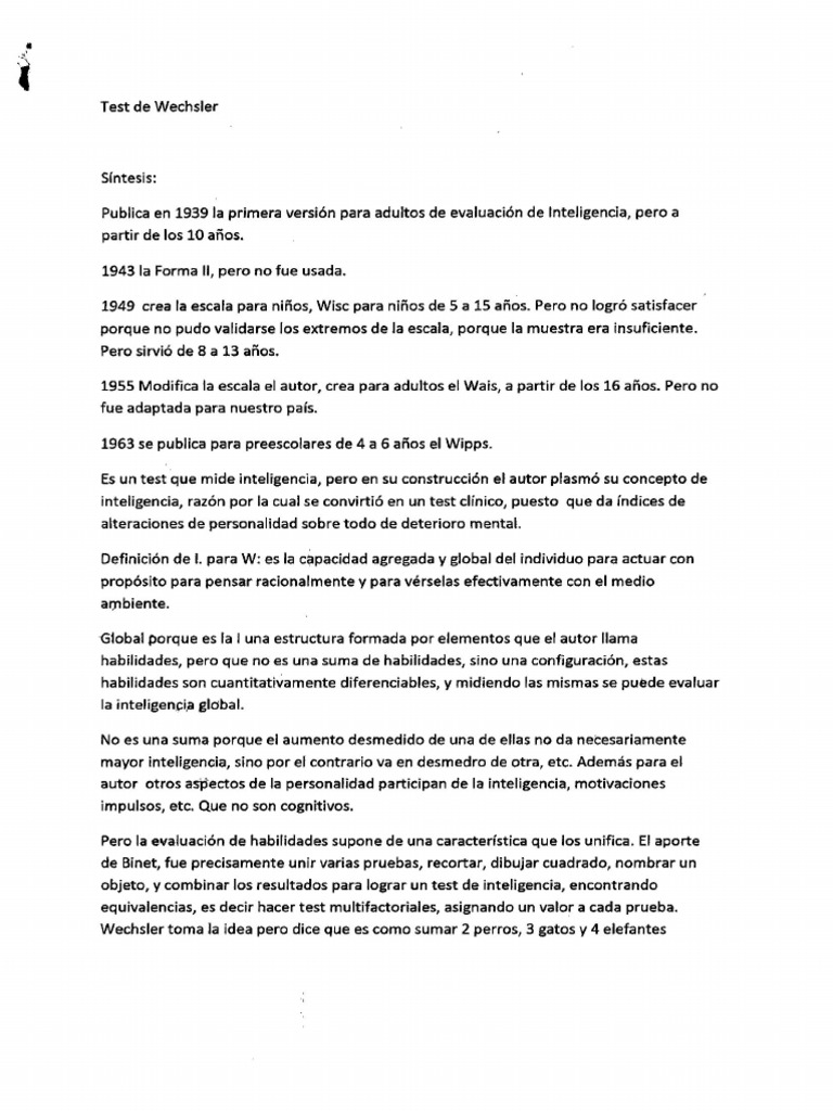 Test de Wechsler | PDF