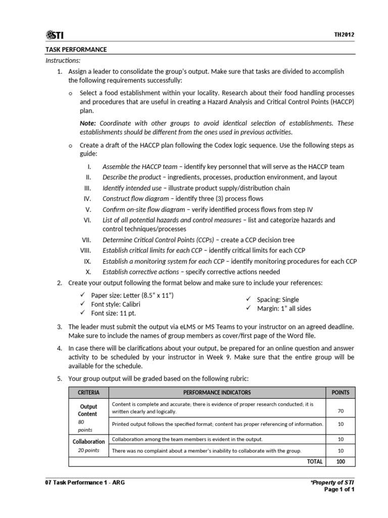 07 Task Performance 1 - ARG-unlocked | PDF | Hazard Analysis And ...