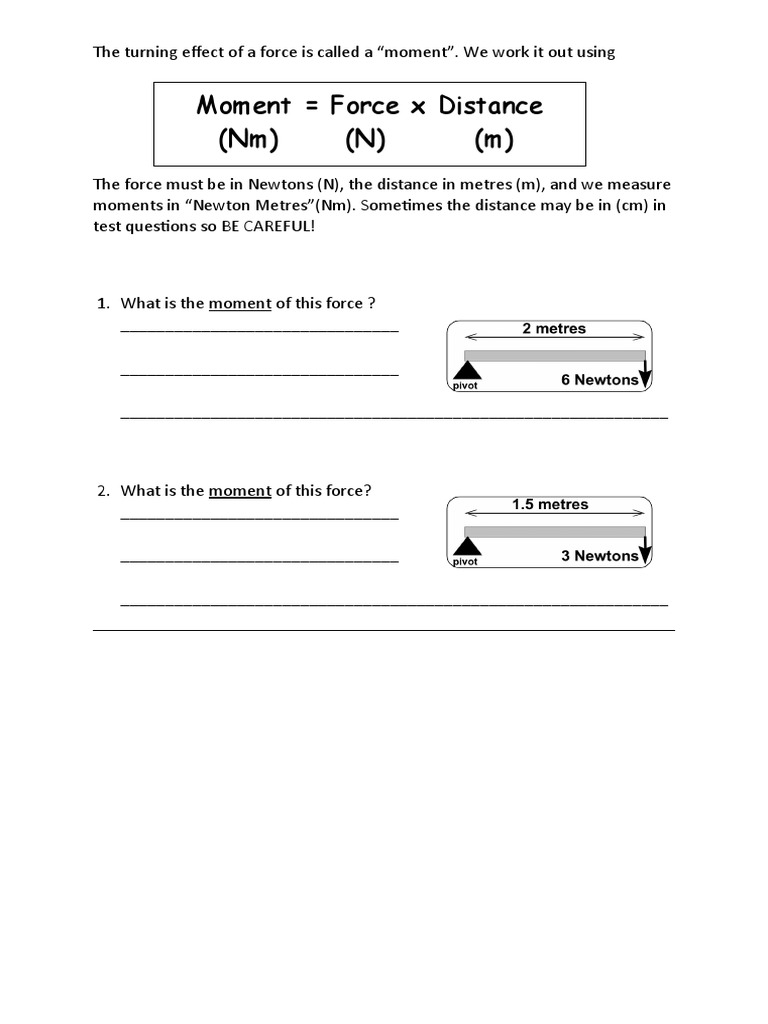 1 Moments Worksheet | PDF