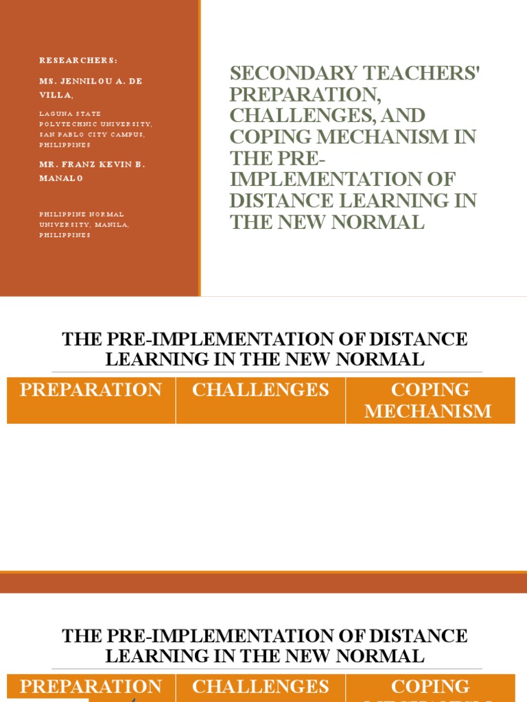 Pre Implementation Distance Learning In The New Normal Pdf Educational Technology 