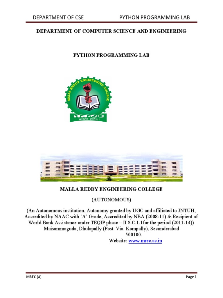 Python Programming Lab Manual Pdf Control Flow Python Programming Language 