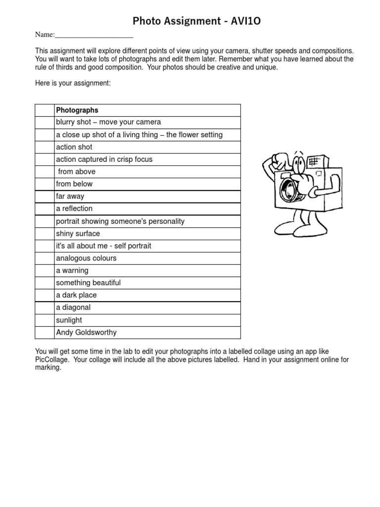 Photo Assignment - AVI1O: Photographs | PDF | Composition (Visual Arts ...