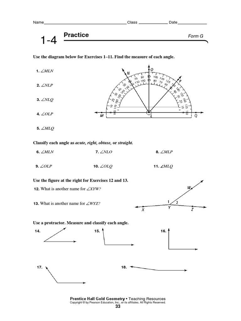 1-4 Measuring Angles | PDF | Angle | Mathematics