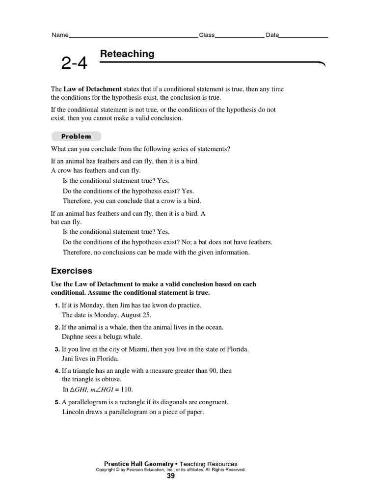 2.4 Deductive Reasoning Reteach Worksheet | PDF | Deductive Reasoning ...