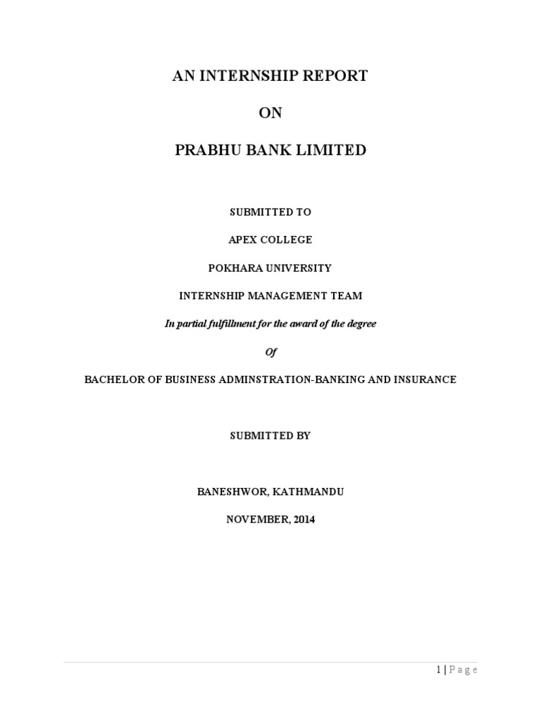 Internship Report 1 | PDF | Banks | Loans