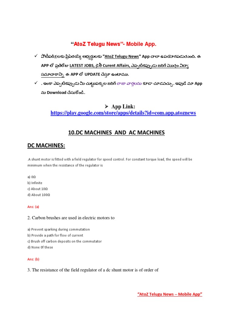 DC Machines - Ac Machines | PDF | Electric Motor | Transformer