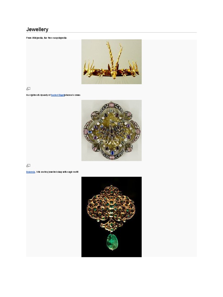 Jewellery: From Wikipedia, The Free Encyclopedia | PDF | Jewellery ...