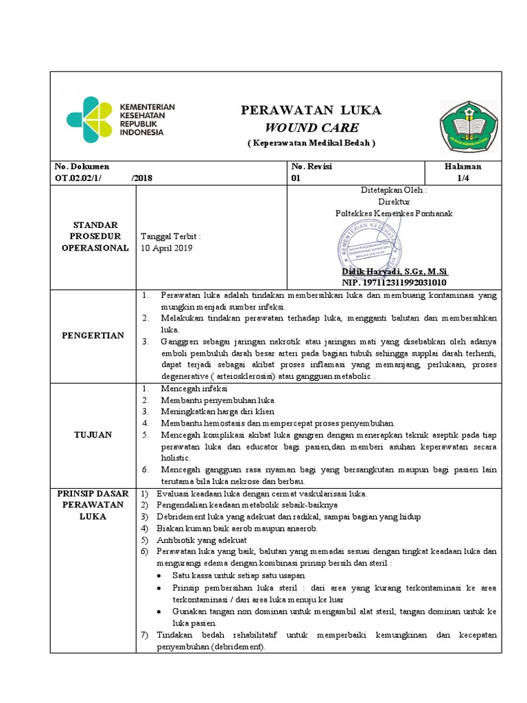 Revisi Sop Perawatan Luka - Wound Care (Include Ganggren) KMB 2 | PDF
