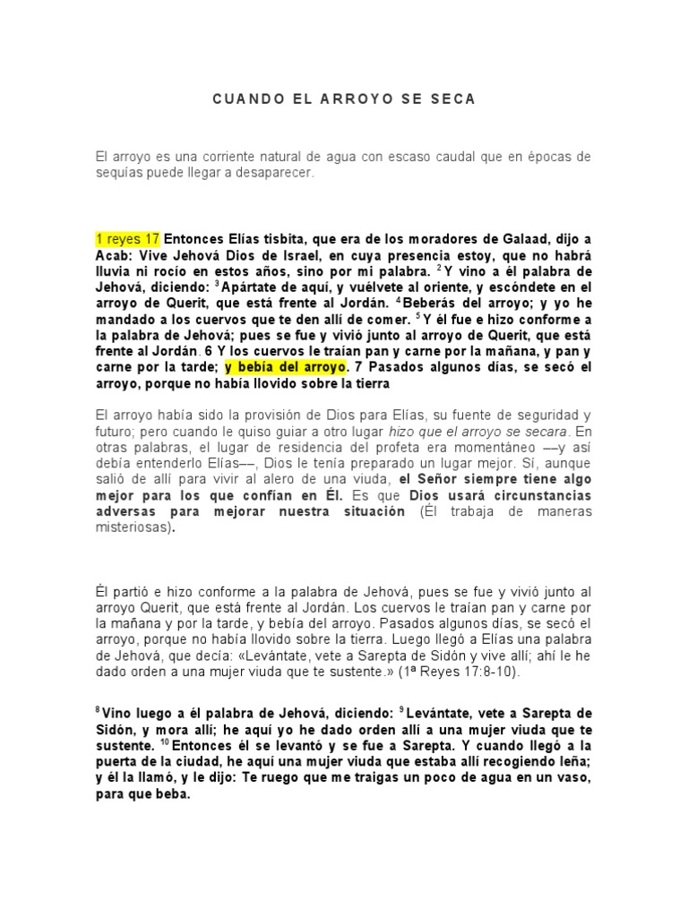 El Arroyo de Querit Hoy: Reflexiones | PDF | Elijah