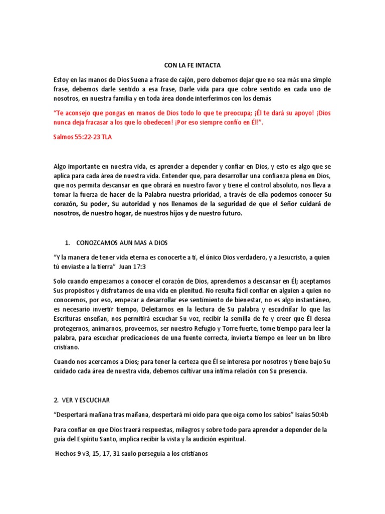 Con La Fe Intacta | Descargar gratis PDF | Cristo (título) | Dios