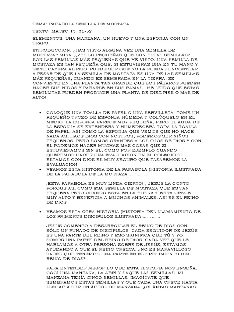 Parabola Semilla de Mostaza | PDF | Parábolas de Jesús