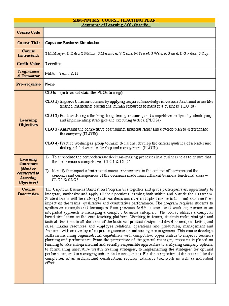 Capstone Course Outline 2022 | PDF | Marketing | Test (Assessment)
