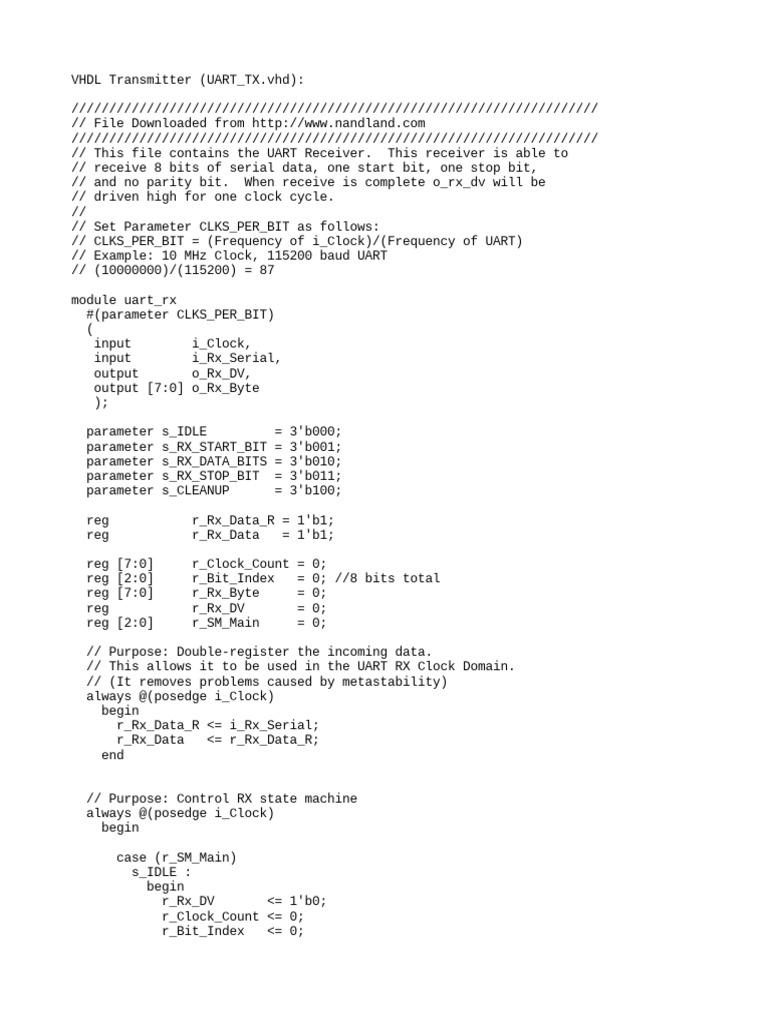 Verilog Receiver (Uart - RX.V) | PDF | Telecommunications Engineering ... Verilog Receiver (Uart - RX.V) | PDF | Telecommunications Engineering ...