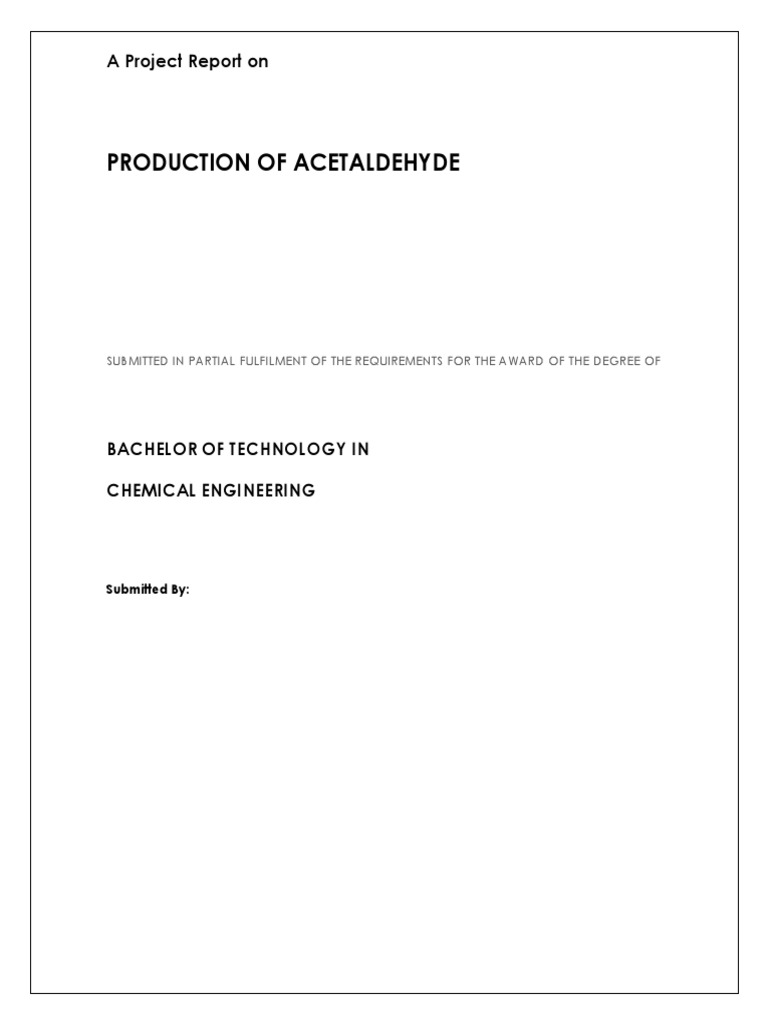 Production of Acetaldehyde Edited | PDF | Acetic Acid | Ethanol