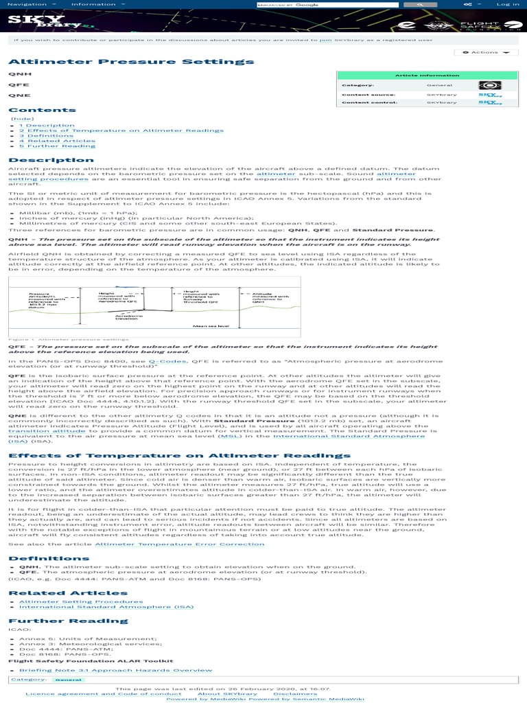 Altimeter Pressure Settings | PDF | Altimeter | Atmospheric Pressure