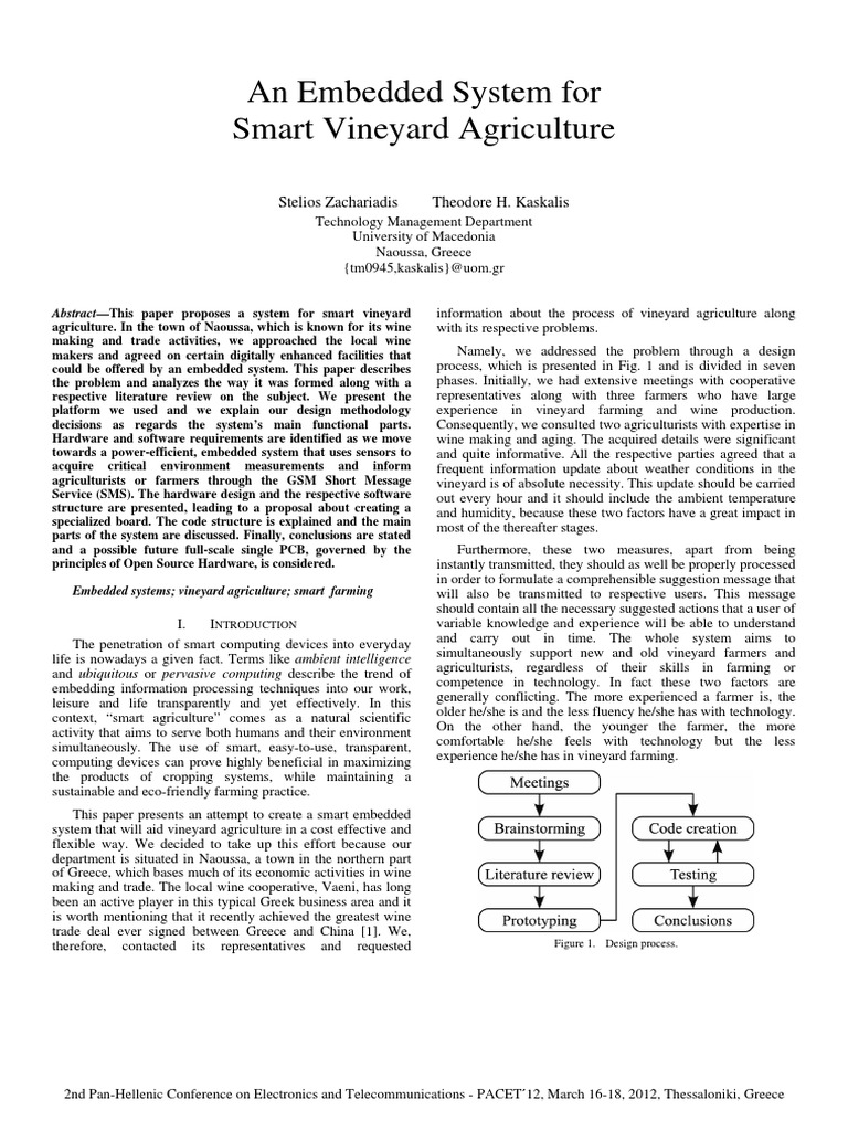 An Embedded System For Smart Vineyard Ag | PDF | Arduino | Agriculture