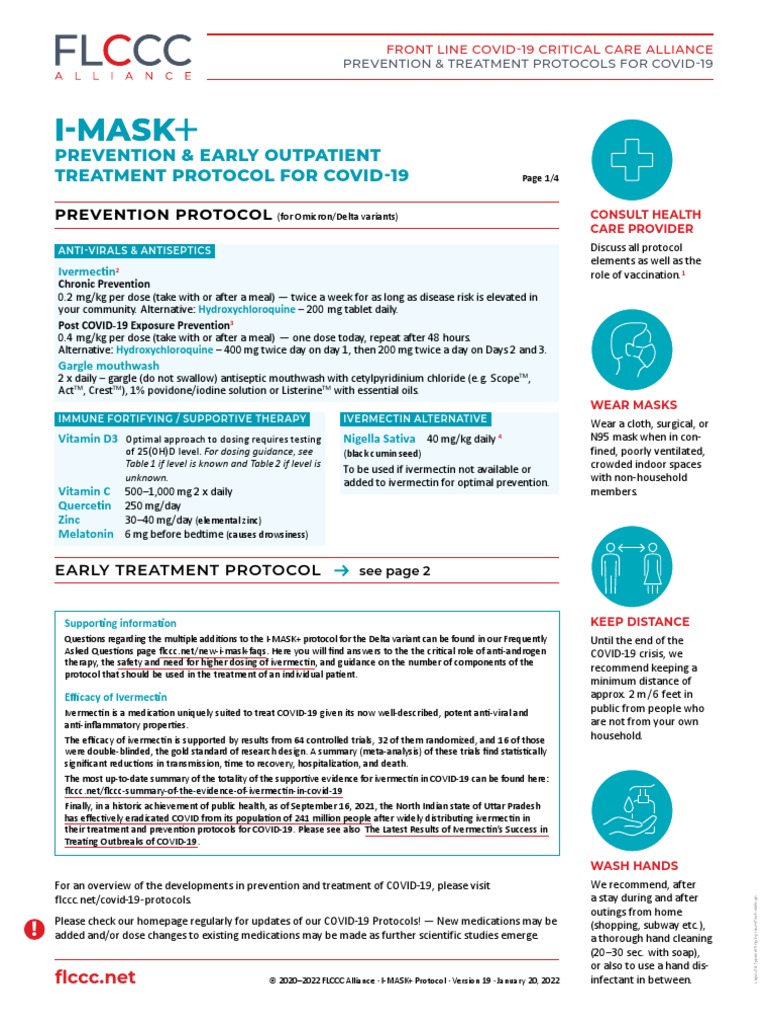 FLCCC Alliance I MASKplus Protocol ENGLISH | PDF | Chemistry | Dose ...