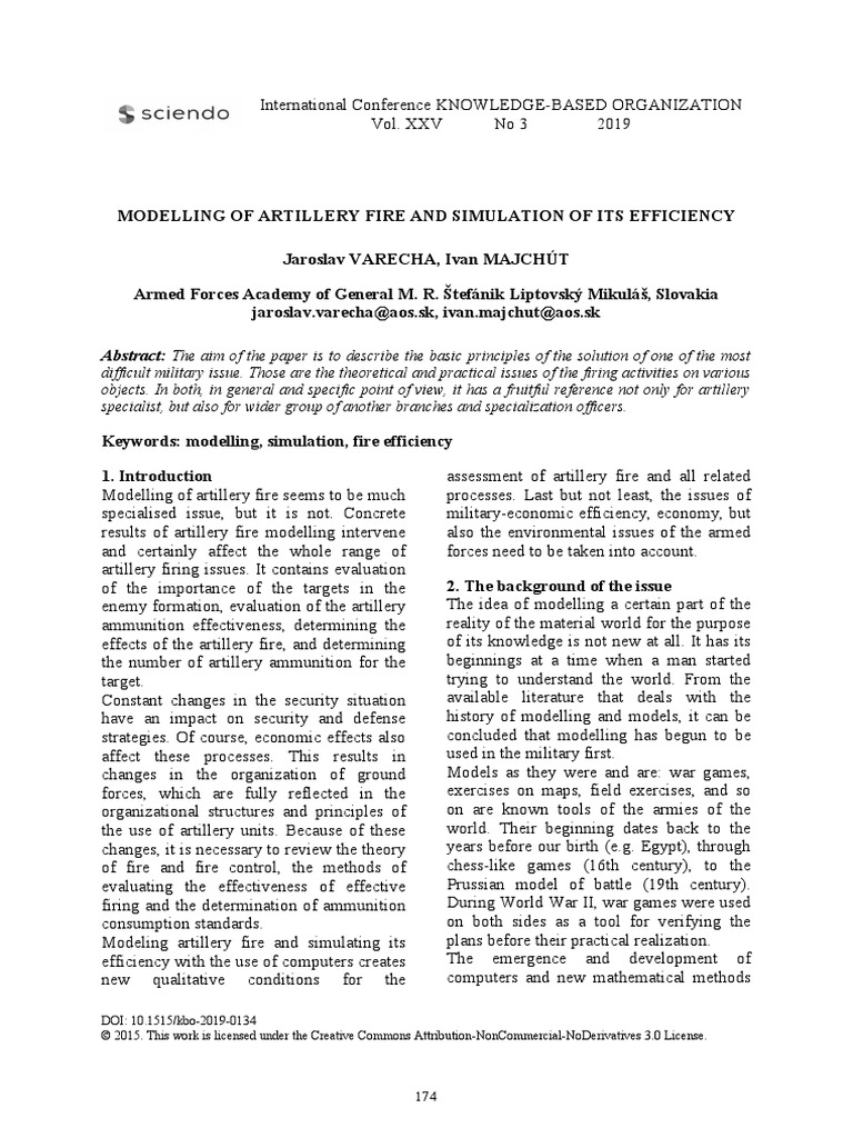 Modelling of Artillery Fire and Simulation of Its | PDF | Conceptual ...