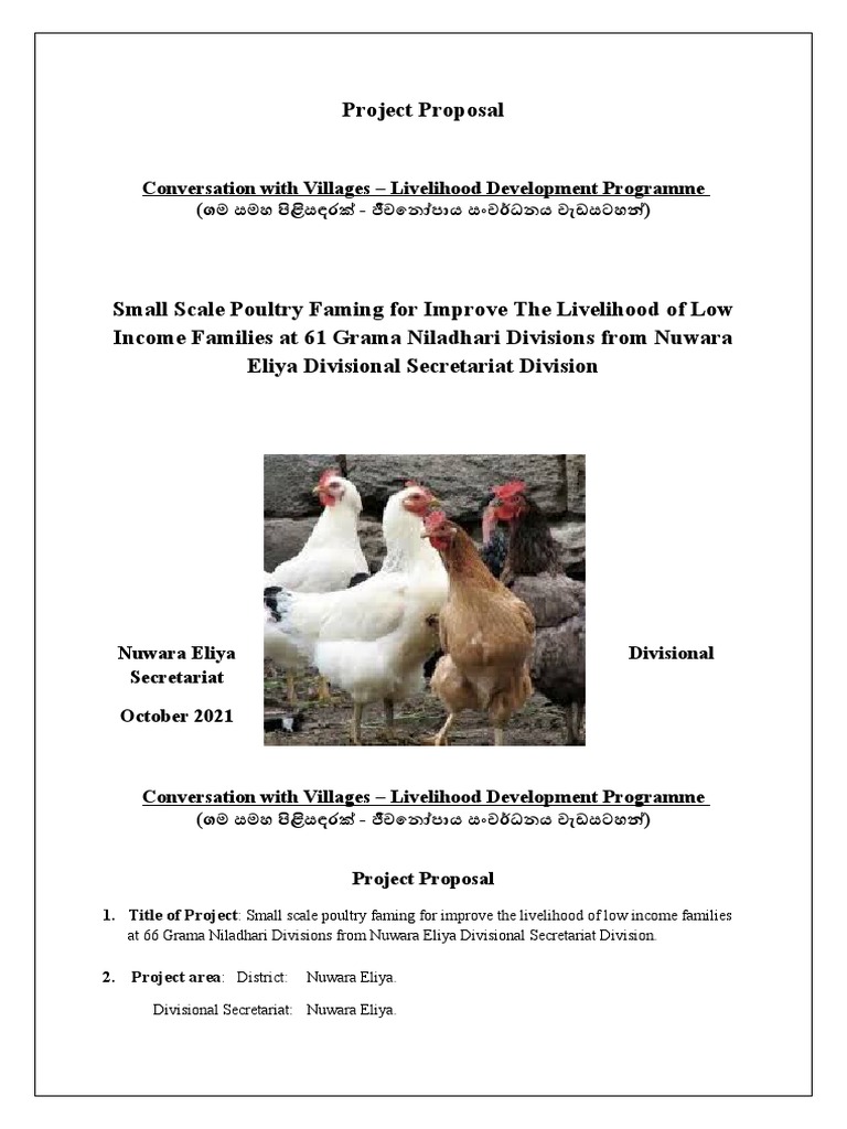 Project Proposal On Small Poultry Farming in NE DSD Edited by Prof ...