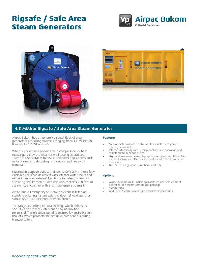 4.5 Mmbtu Rigsafe / Safe Area Steam Generator | PDF | British Thermal ...
