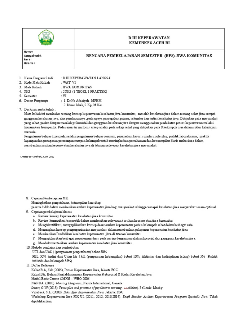 Rps Jiwa Komunitas 2022 | PDF