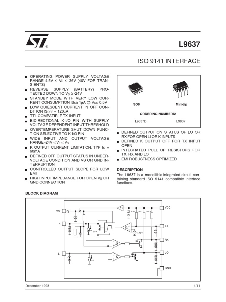 Iso 9141 Interface | Download Free PDF | Electrical Components ...