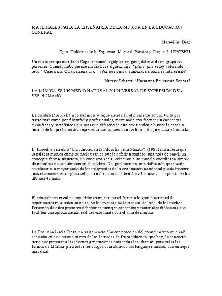 Materiales para la Enseñanza Musical | PDF | Aprendizaje | Ritmo
