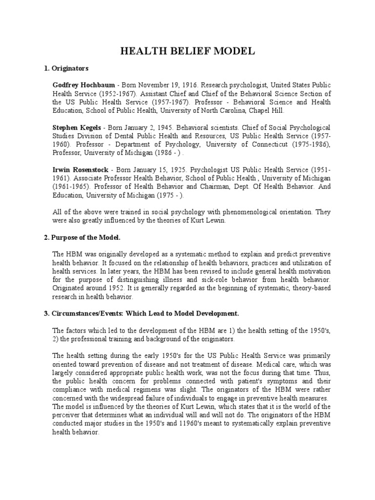 Health Belief Model | PDF | Applied Psychology | Behavioural Sciences