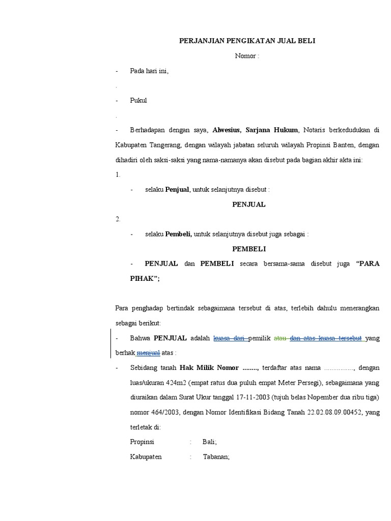 Contoh PPJB Jual Beli Tanah | PDF